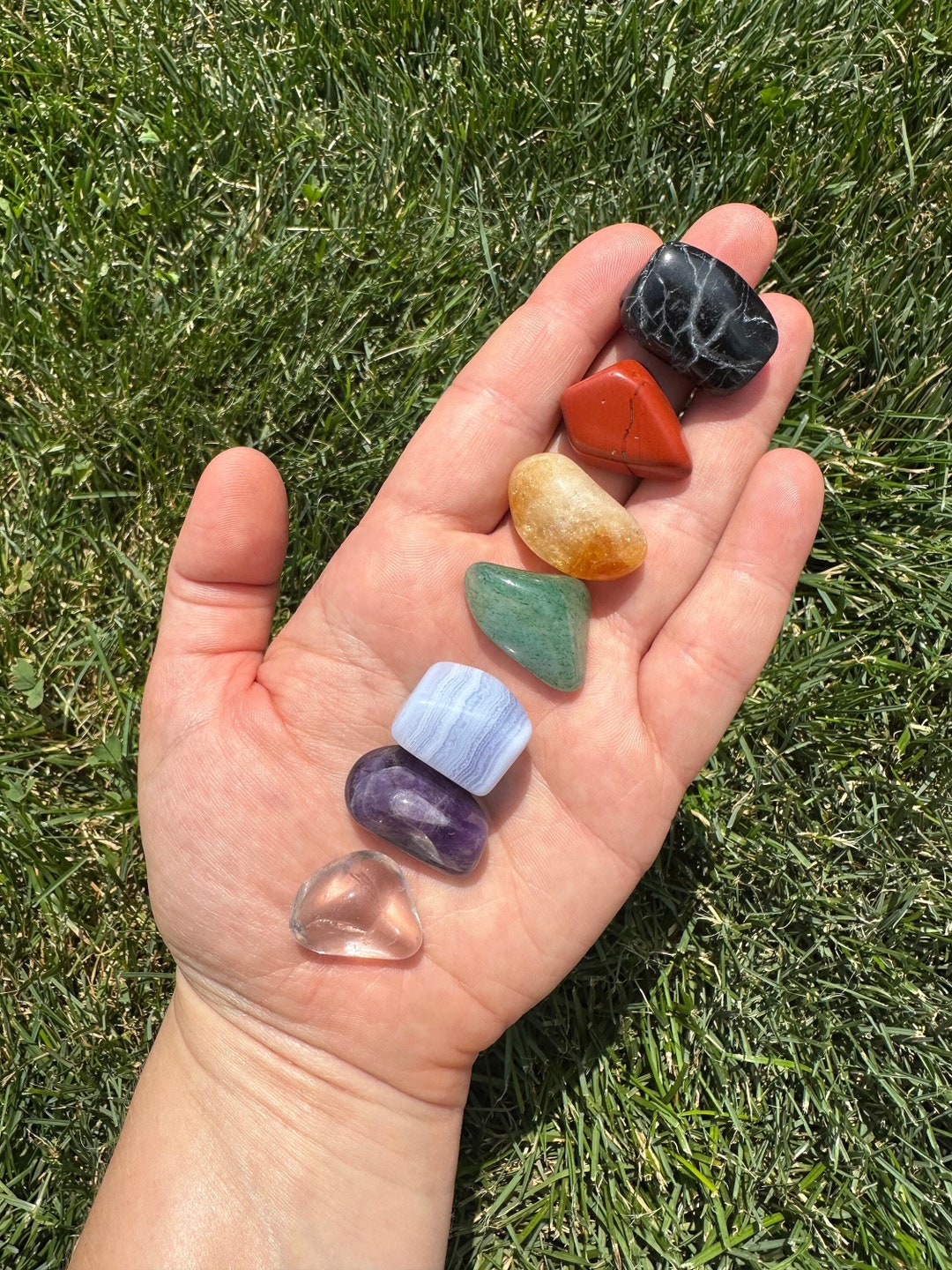 7 Chakra Crystal Set - Seven Piece Chakra Stone Set - Tumbled Healing ...