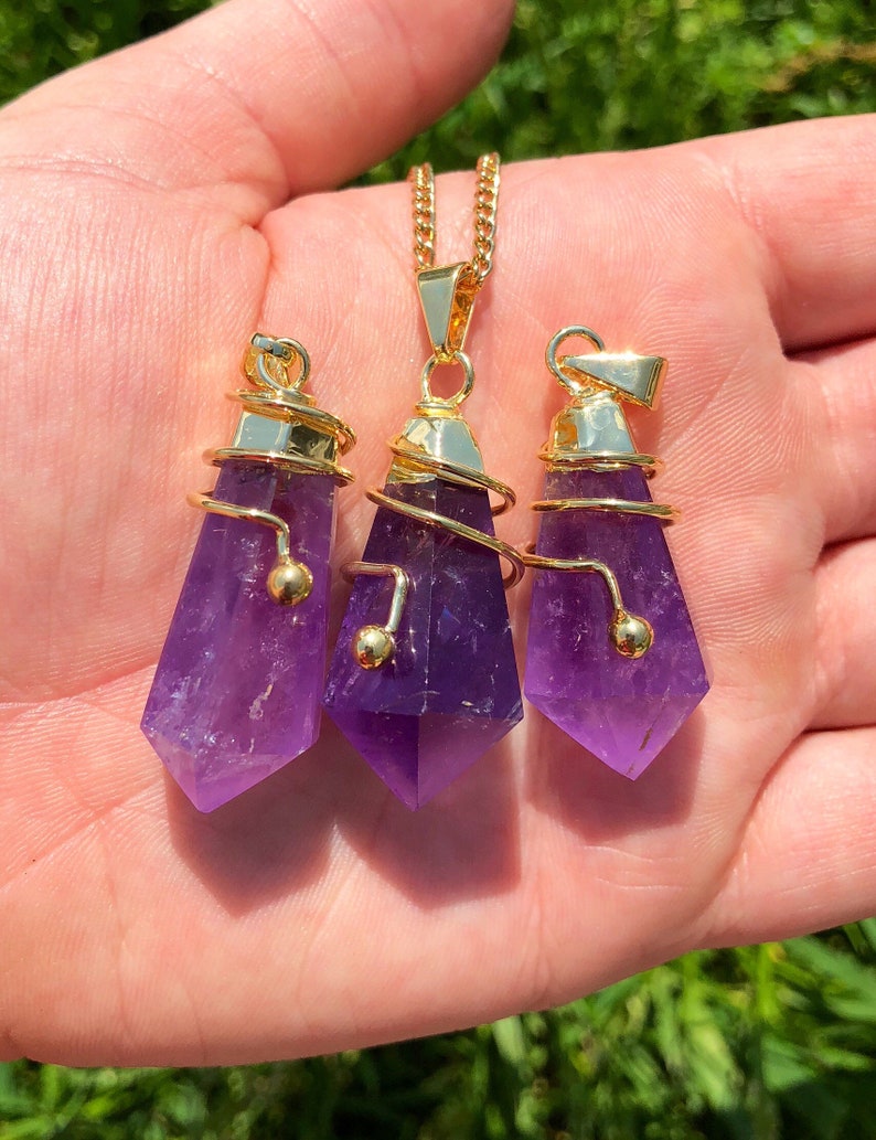 Amethyst Pendant Amethyst crystal necklace Healing Crystal | Etsy