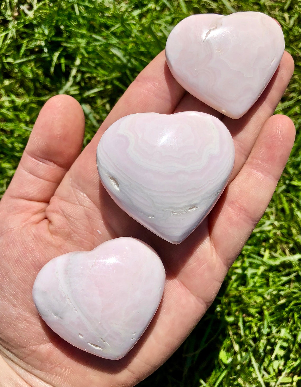 Mangano Calcite Heart Pink Calcite Heart Chakra Stones | Etsy