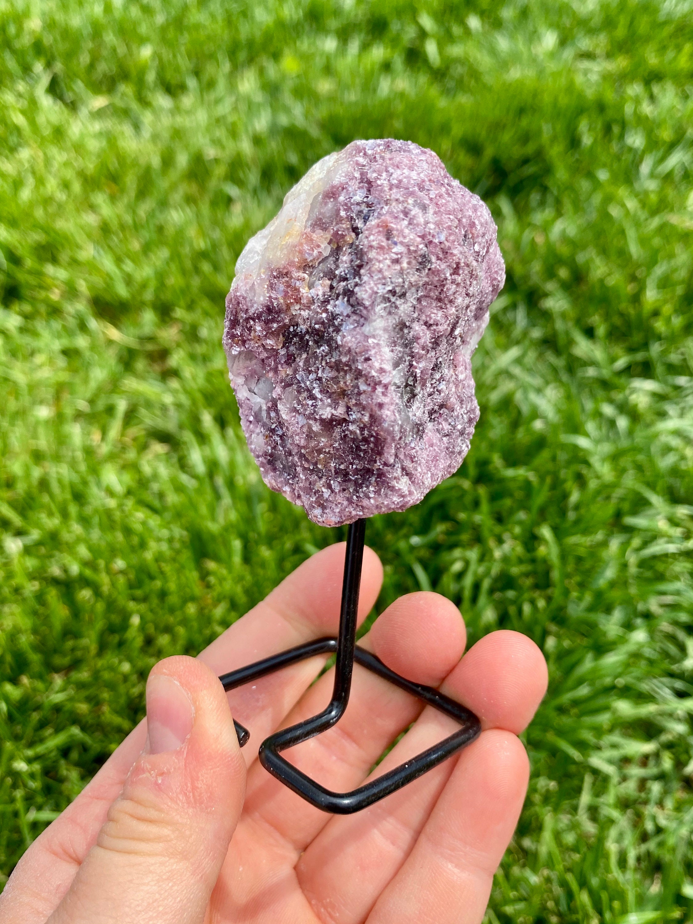 Raw lepidolite stone on metal stand lilac lepidolite crystal | Etsy