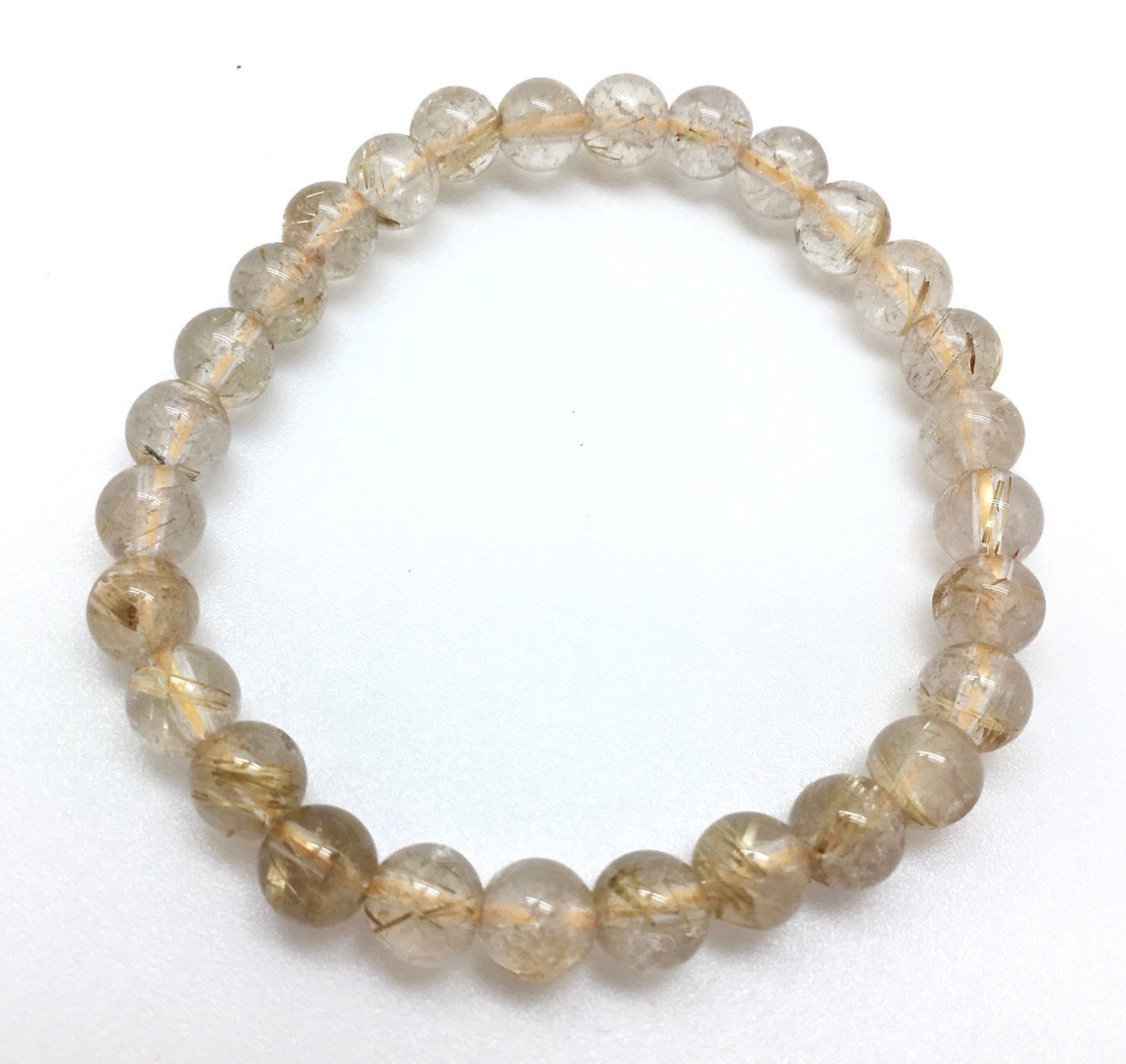 Golden Rutilated Quartz Bracelet Elastic Bracelet | Etsy