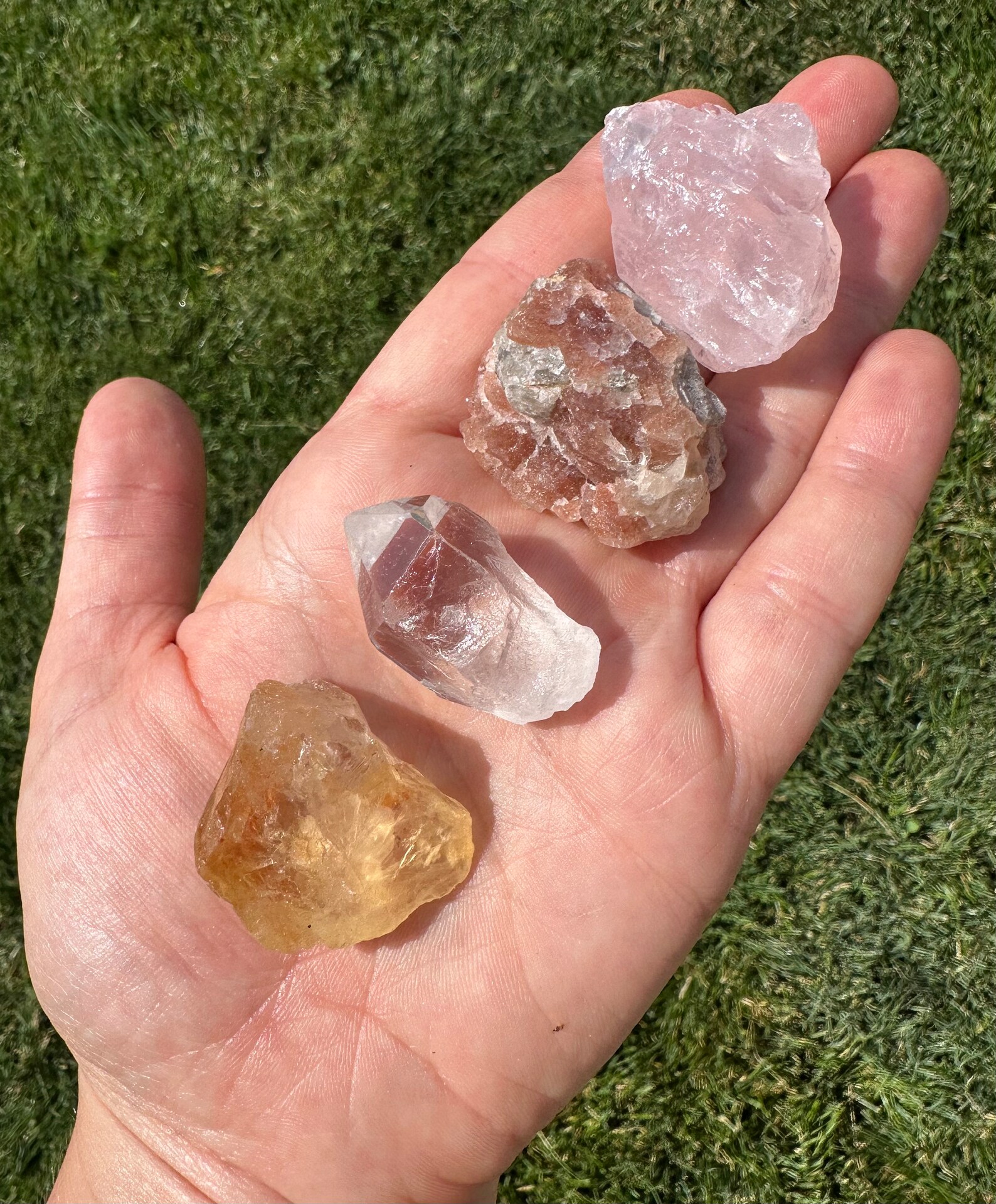 Raw Happiness & Joy Stone Set - Positive Energy Crystal Set - Rose ...