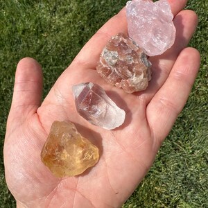 Raw Happiness & Joy Stone Set - Positive Energy Crystal Set - Rose ...