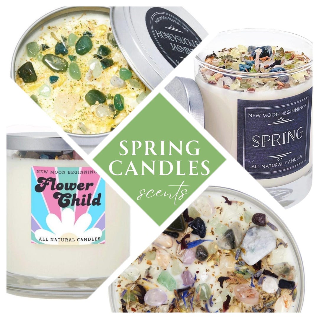 Handmade Spring Candles - Seasonal Crystal Candles - Floral Candles ...