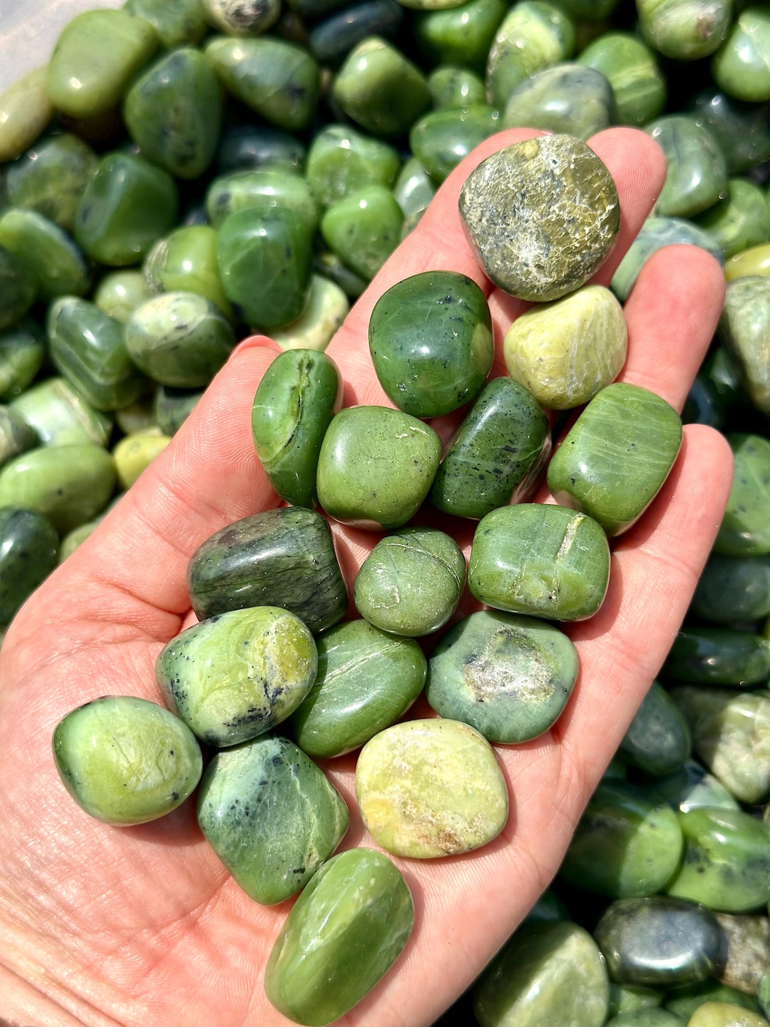 Serpentine Tumbled Stone - Multiple Sizes - New Jade Stone - Tumbled ...