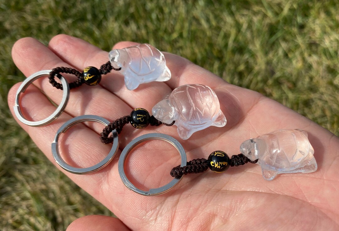 Clear Quartz Turtle Key Chain Turtle Crystal Key Chain Miniature Turtle ...