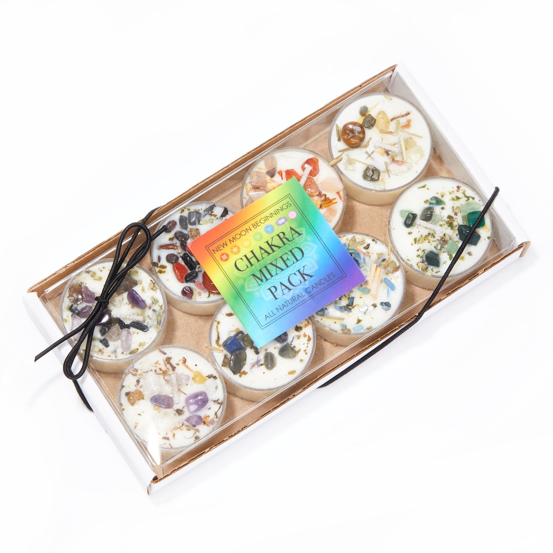 7 Chakra Tealight Candles - Chakra Crystal Candles - Seven Chakra ...