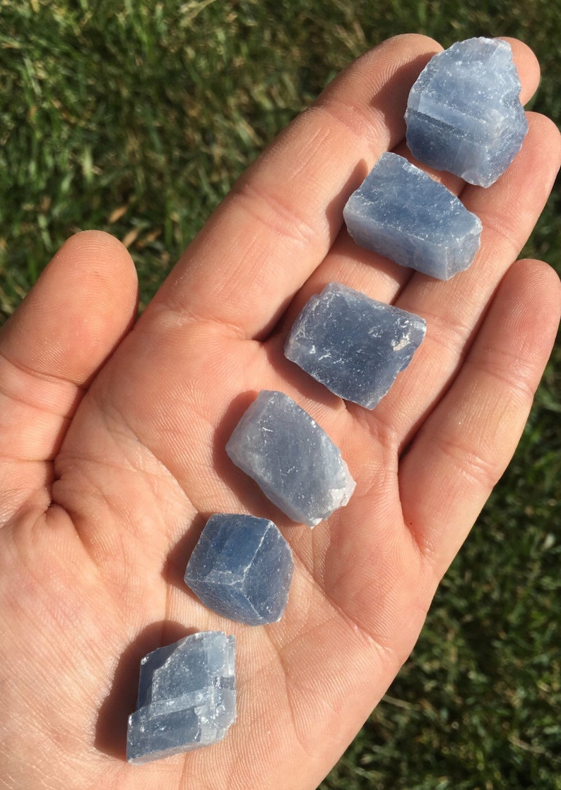 Blue Calcite .5 4 Rough Blue Calcite Crystal - Etsy