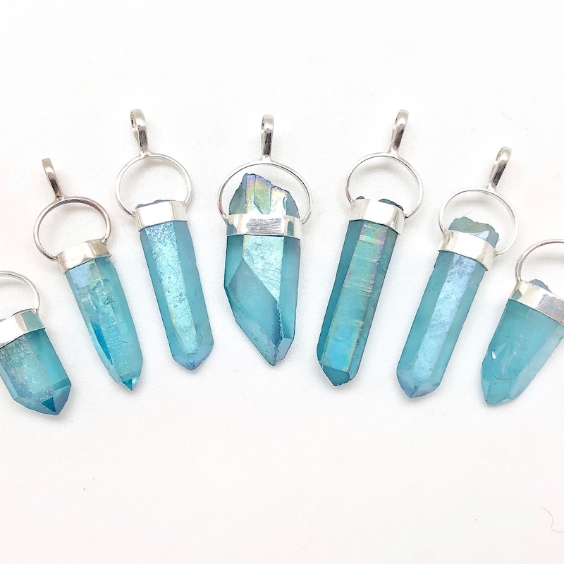Raw Aqua Aura Pendant - Etsy