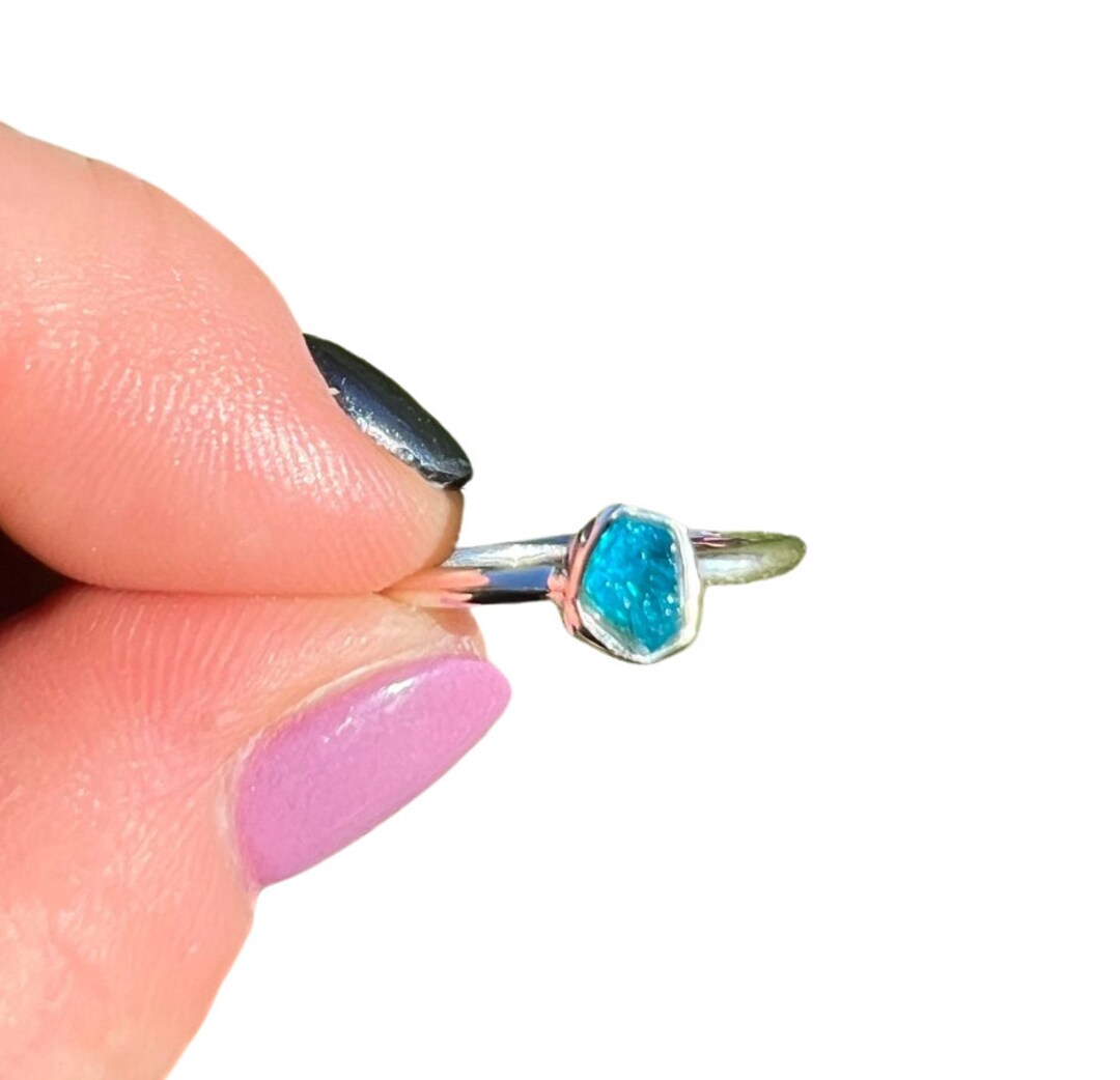 Raw Blue Apatite Ring - Sterling Silver - Sizes 4 to 10 (US) - Dainty ...