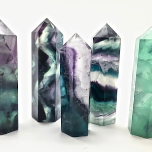 Rainbow Fluorite Crystal Point - Polished Fluorite Tower - Grade A ...