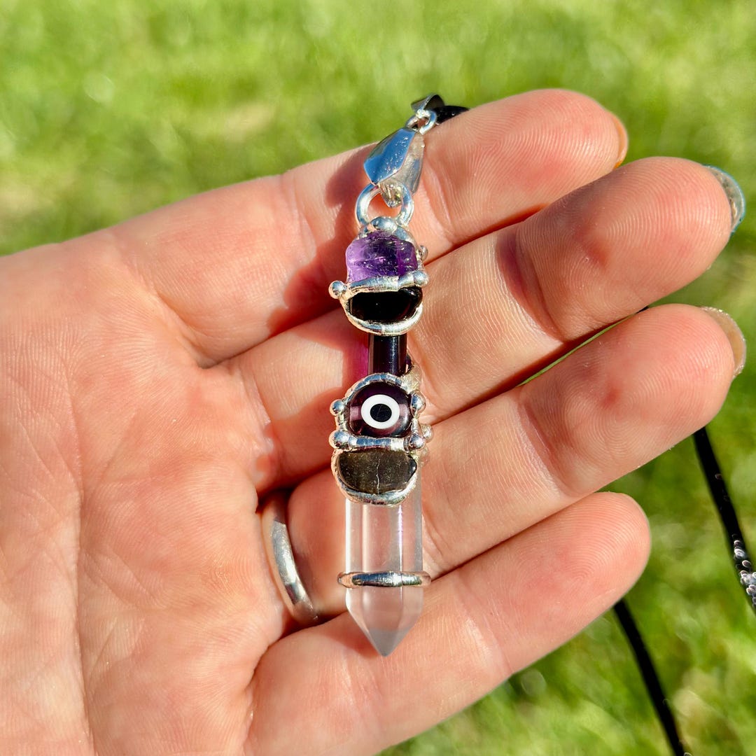 Evil Eye Shield Wand Amulet - Purple Evil Eye Amulet - Amethyst ...