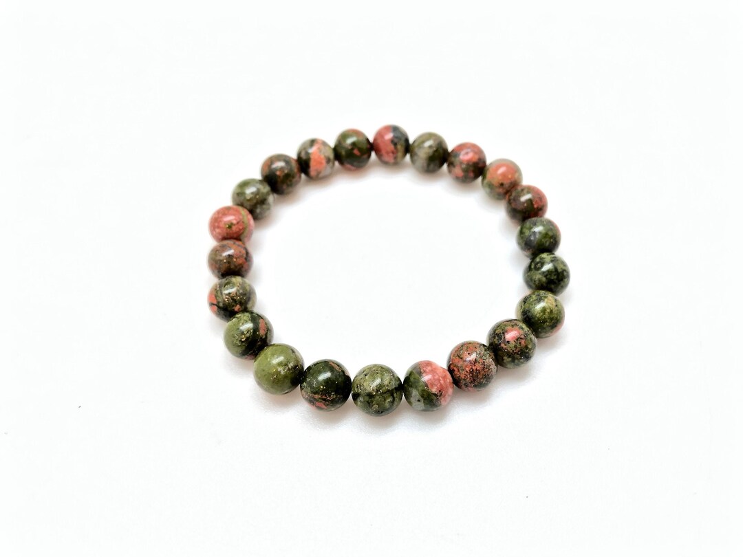 Unakite Bracelet - Healing Crystal Bracelet - Unakite Jewelry - Elastic ...