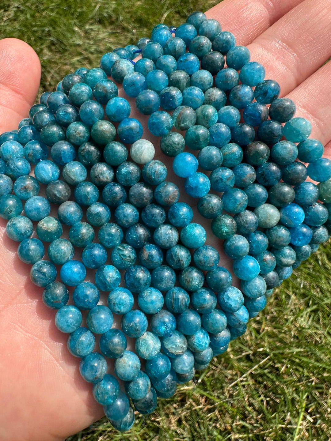 Blue Apatite Bead Strands - Grade A - 6mm or 8mm Beads - Blue Apatite ...
