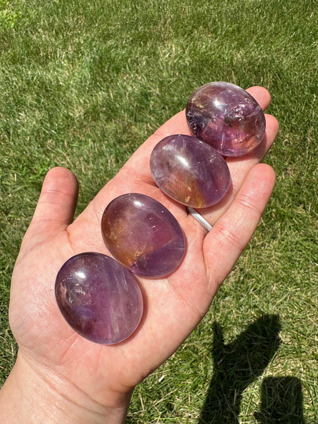 Ametrine Palm Stone - Ametrine Worry Stone - Tumbled Ametrine Gemstone - Citrine and Amethyst ...
