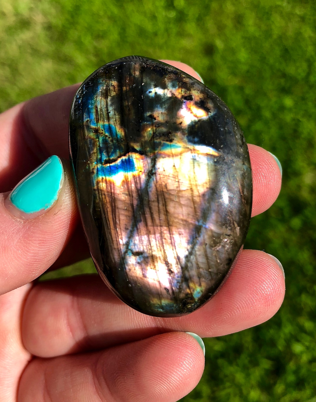 Spectrolite Stone Polished Spectrolite Palm Stone Extra Quality ...