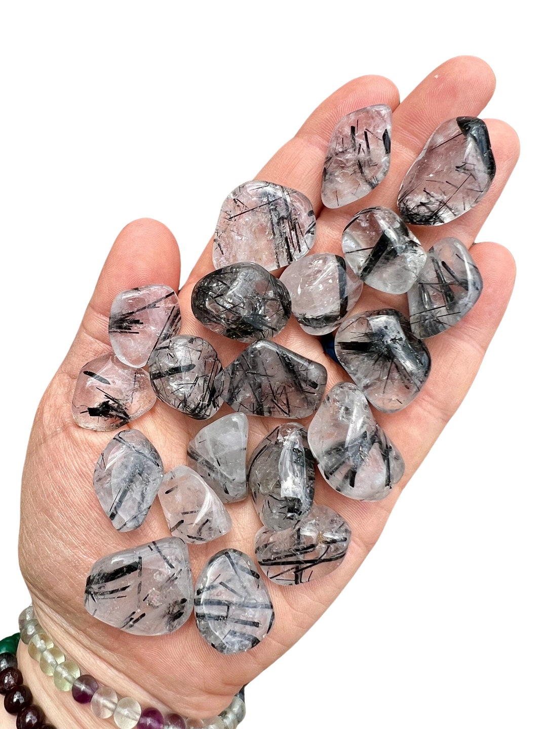 Tourmalinated Quartz Tumbled Stone - Grade AA - Multiple Sizes ...