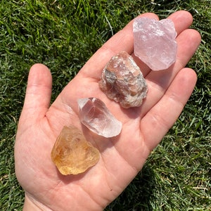 Raw Happiness & Joy Stone Set - Positive Energy Crystal Set - Rose ...