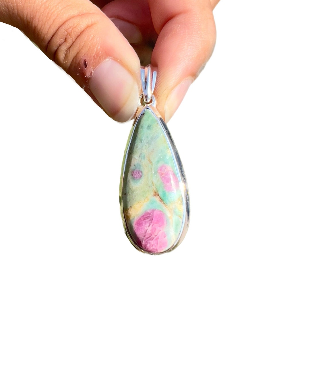 Ruby in Fuchsite Pendant - Ruby Fuchsite Necklace - Ruby in Fuchsite ...