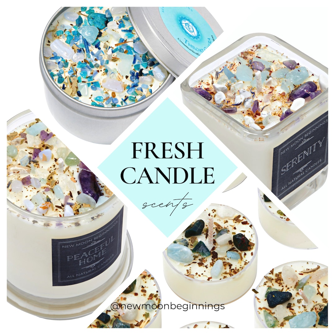 Fresh Scented Candle With Crystals - Soy Wax Candles - Fresh and Clean ...