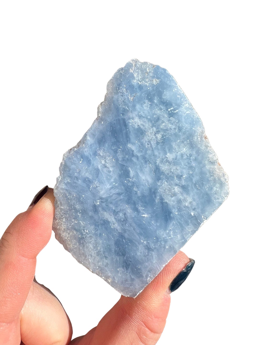 Blue Calcite Stone Slice (1.5" - 4") Blue Calcite Crystal Slab - Throat ...