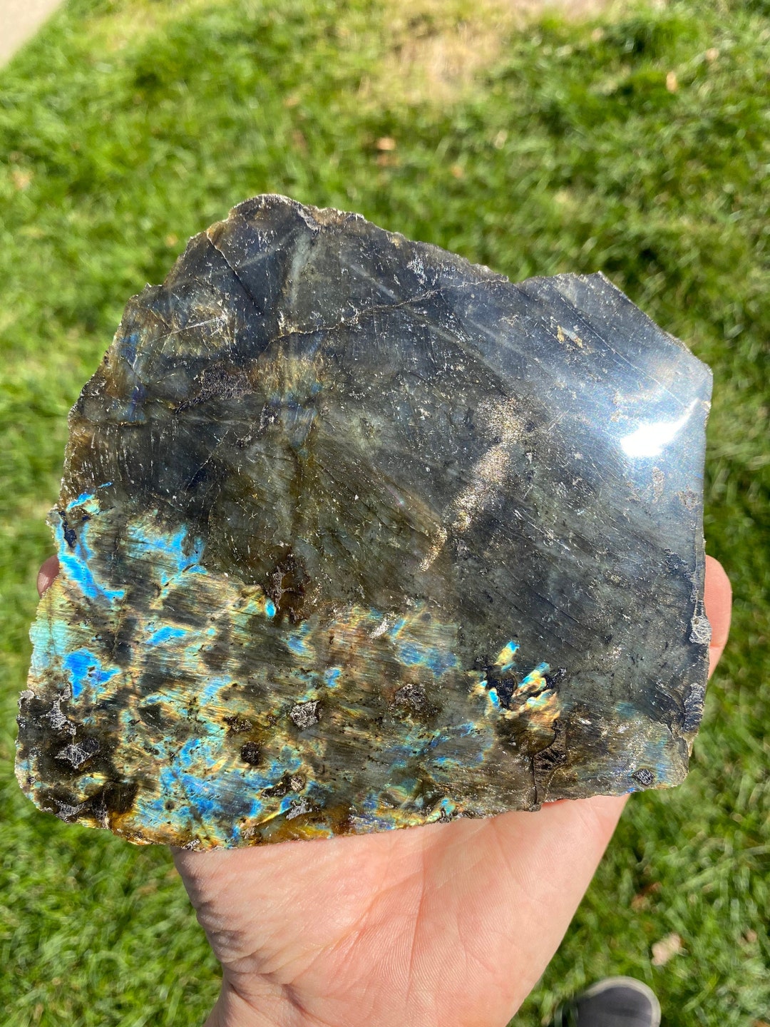 Spectrolite Standing Stone - One Side Polished Labradorite Crystal ...