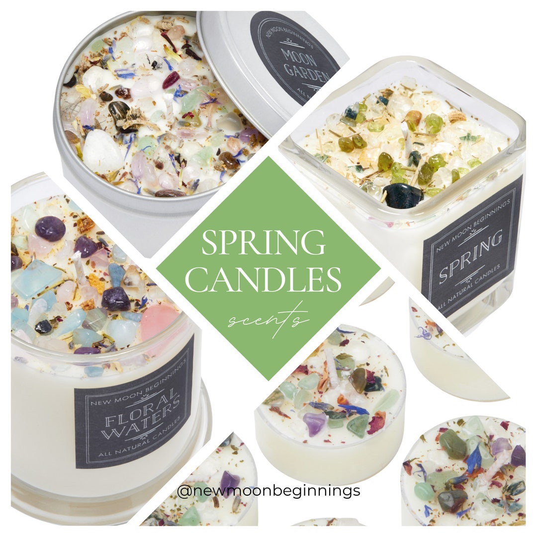 Handmade Spring Candles - Seasonal Crystal Candles - Floral Candles ...