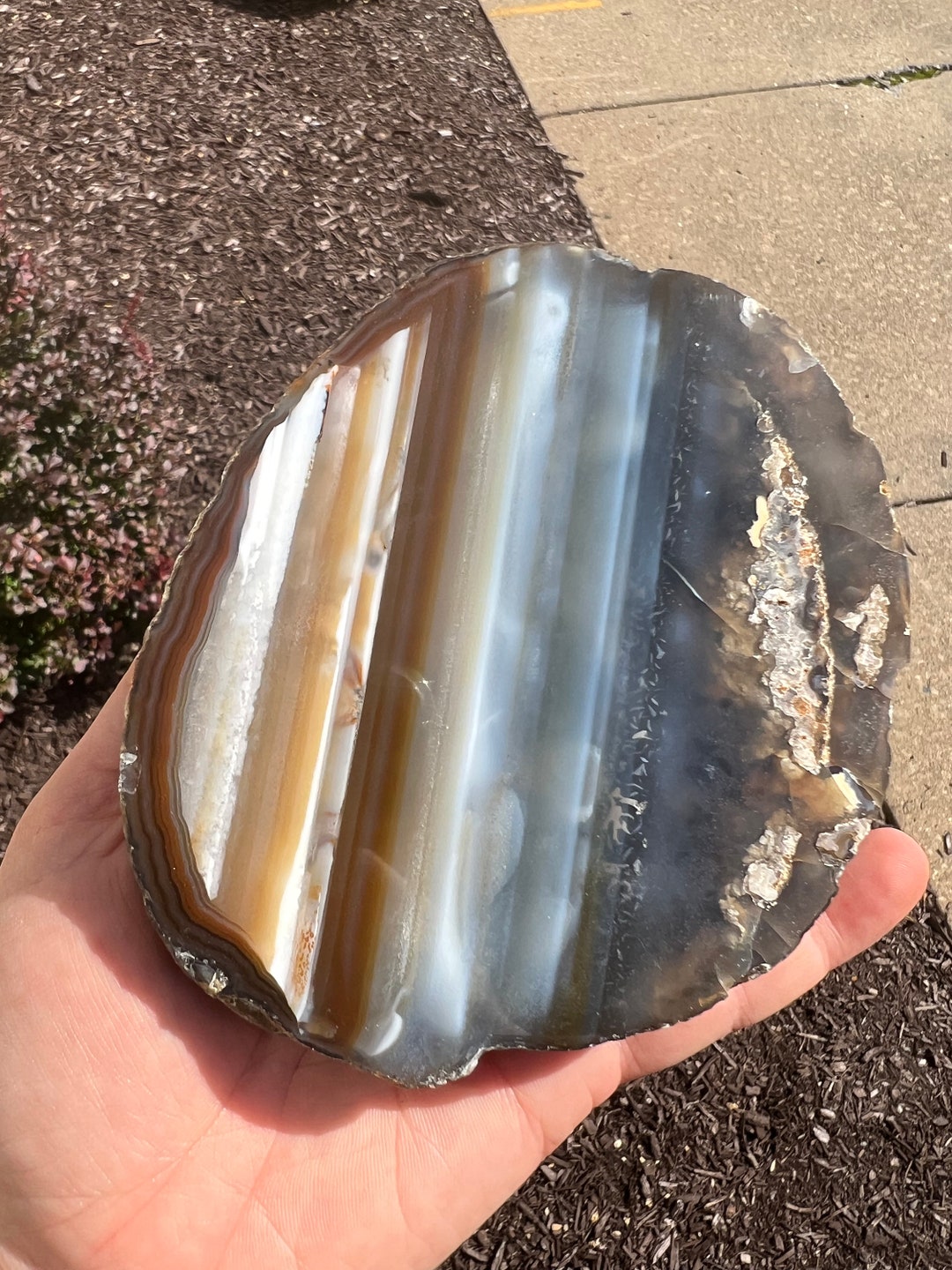 Agate Slab One of a Kind Front Polished Agate Slice Striped Agate Stone ...