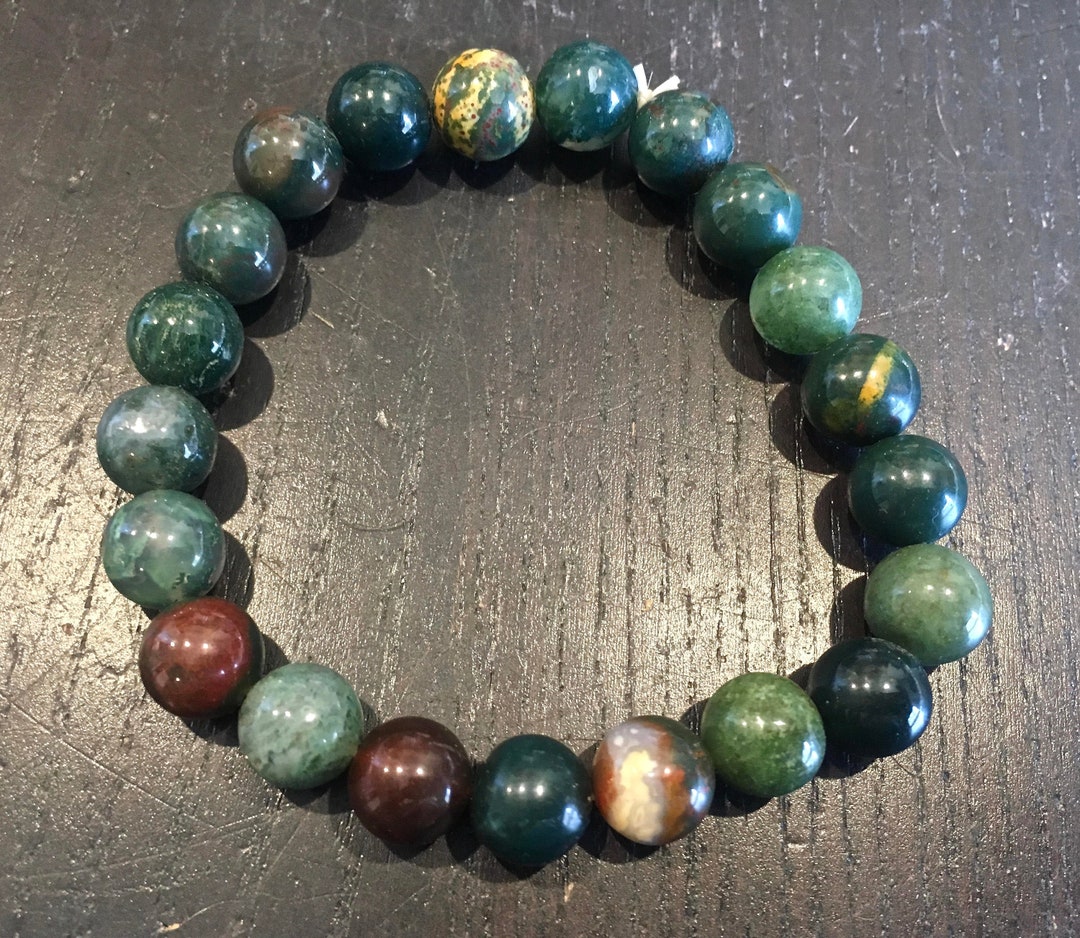 Bloodstone Bracelet - Bloodstone Jewelry - Elastic Bracelet - Stretch ...