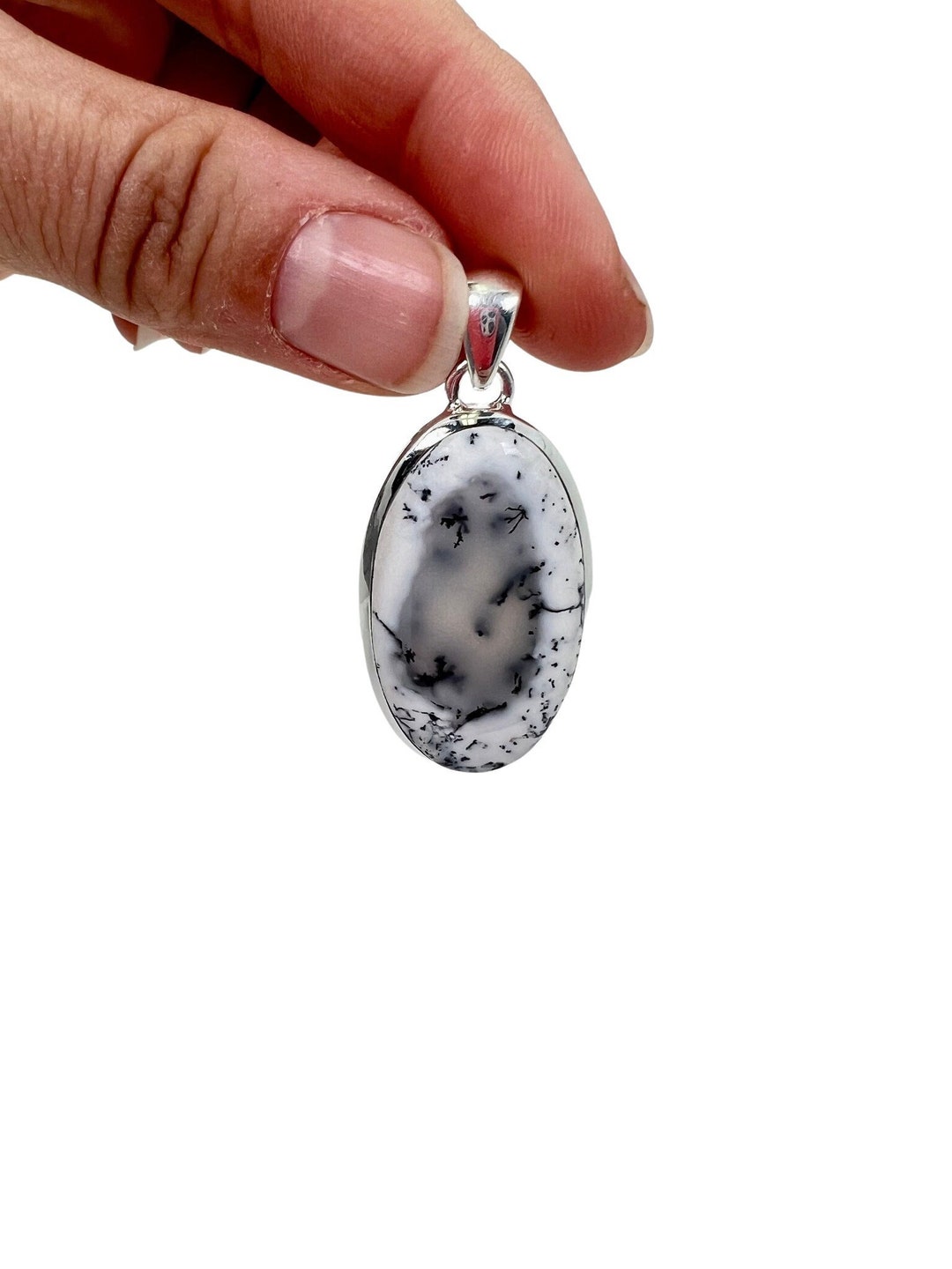 Dendritic Opal Pendant - Polished Dendrite Opal Crystal Necklace ...