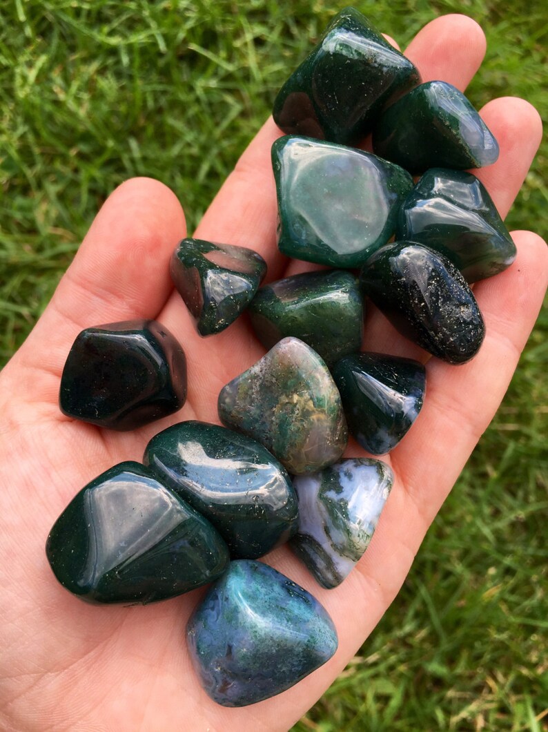 Moss Agate Stone Tumbled Stones Moss Agate Crystal | Etsy