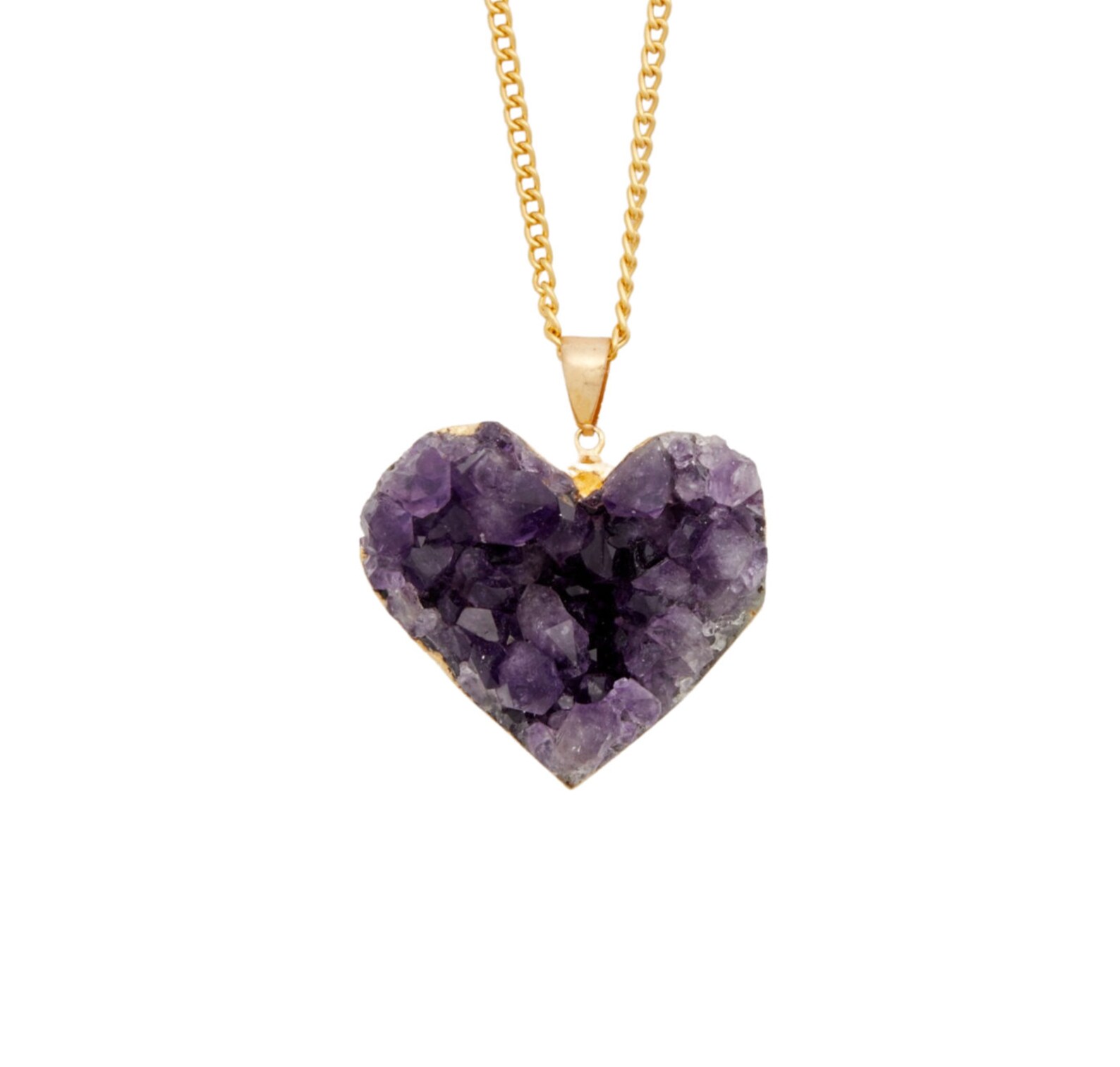 Amethyst Heart Pendant Raw Amethyst Heart Necklace Gold - Etsy