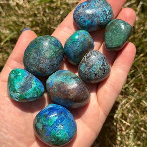 Azurite Tumbled Stone - Polished Azurite Stone - Tumbled Azurite ...