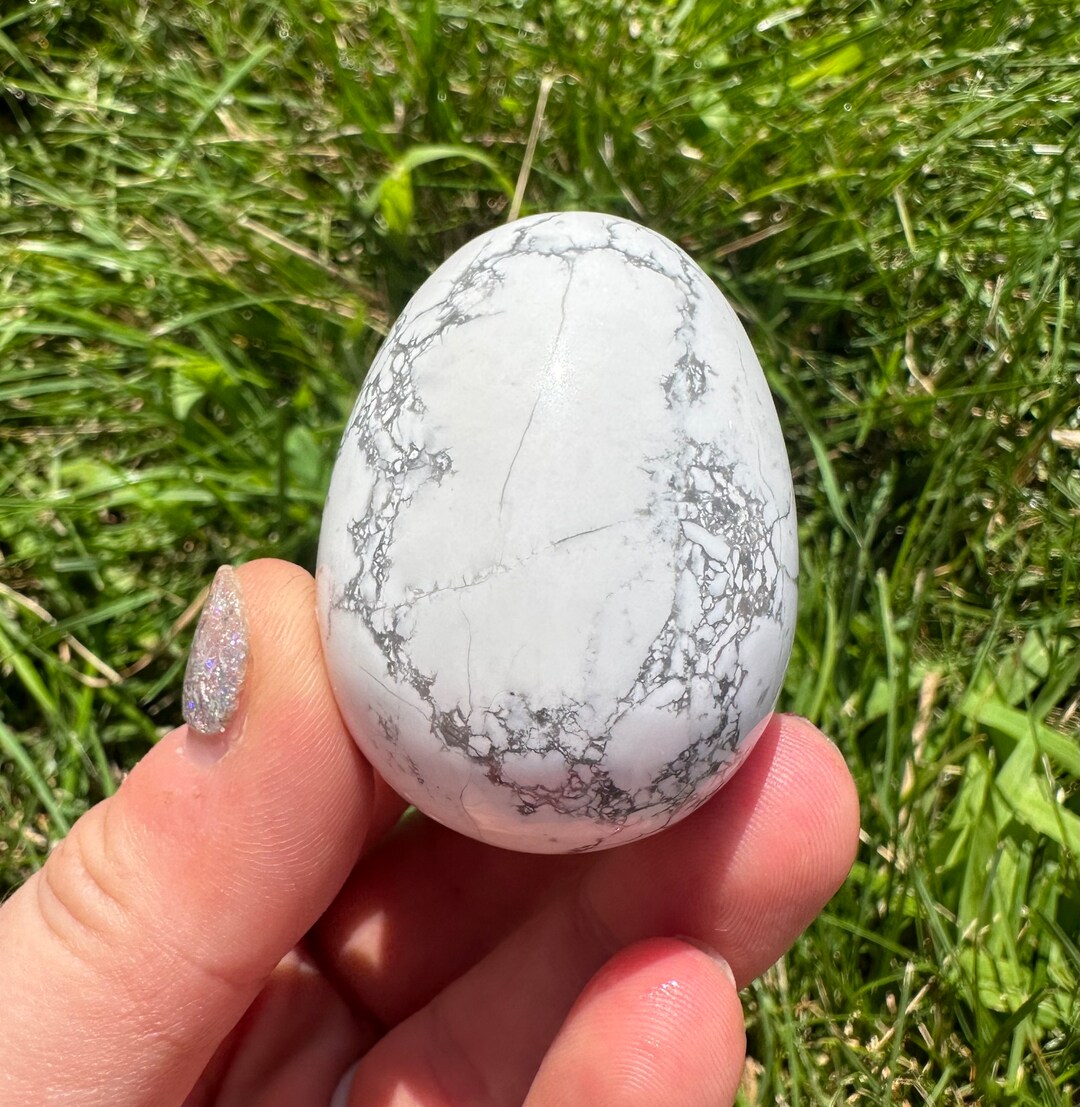 White Howlite Egg - White Howlite Stone Egg - White Howlite Carved ...