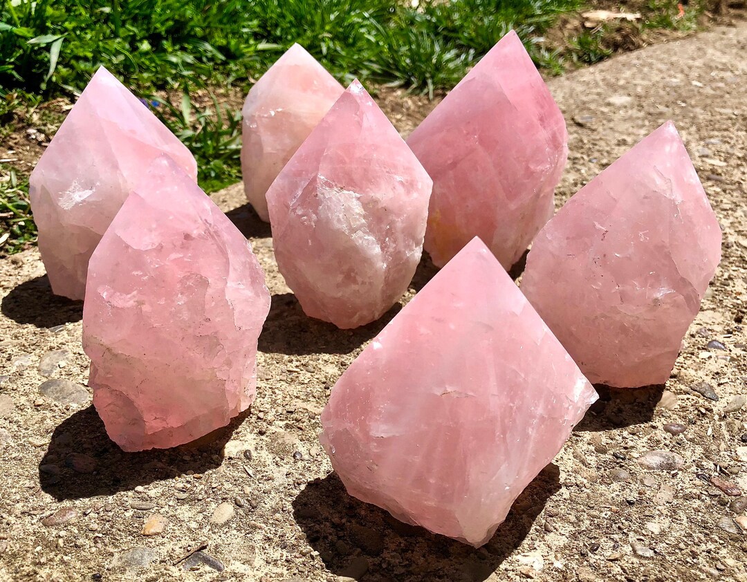 Raw Rose Quartz Crystal Point - Rose Quartz Standing Point - Top ...