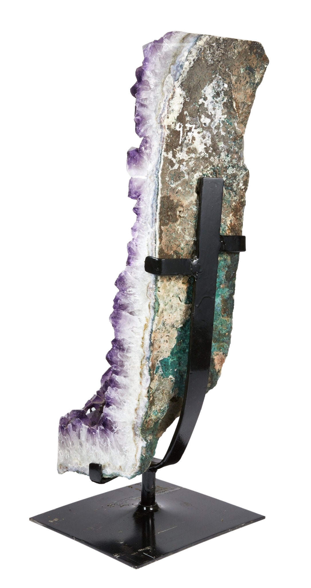 Raw Amethyst Cluster With Metal Stand - Large Amethyst Crystal Cluster ...