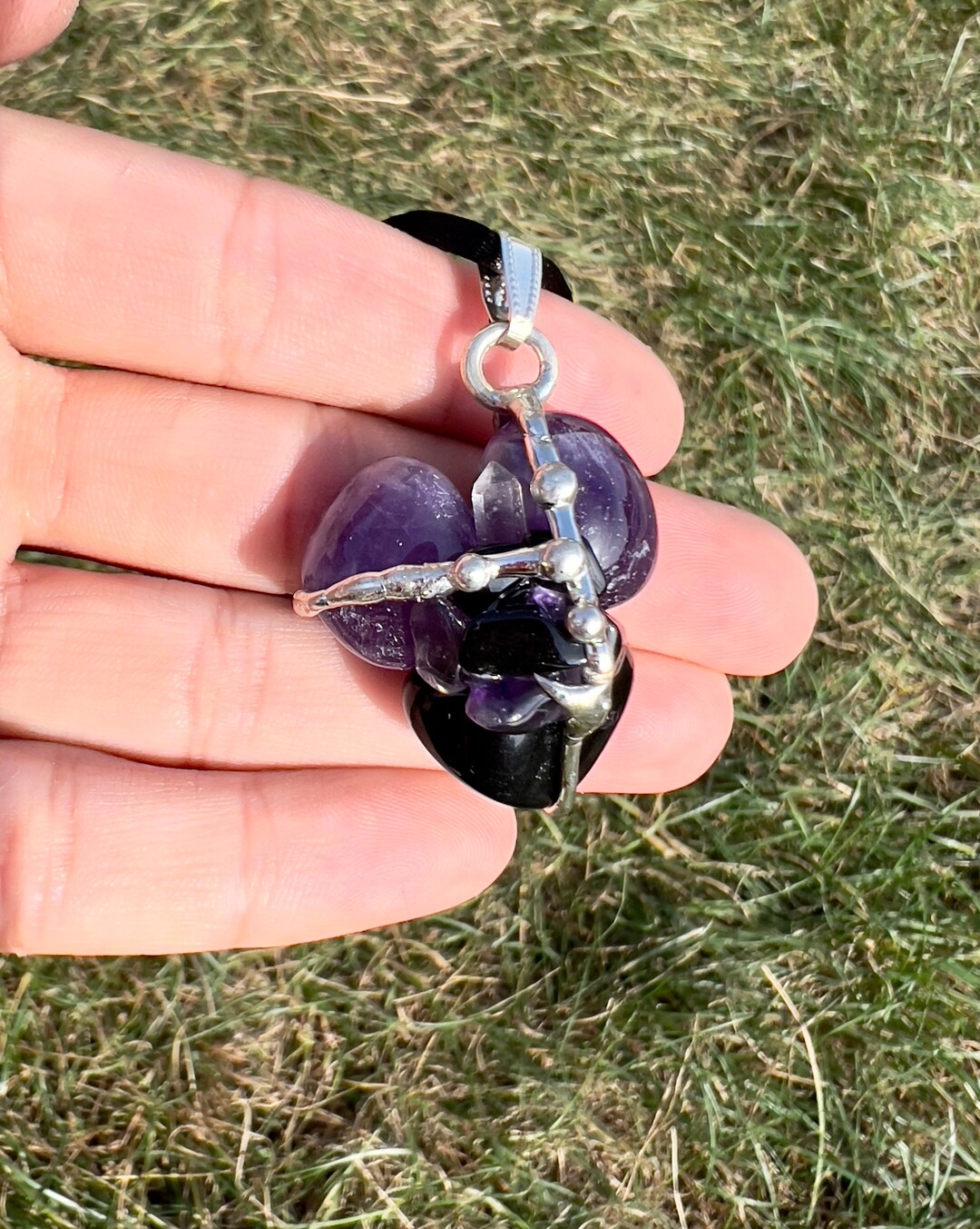 Protection Shield Amulet - Amethyst, Black Tourmaline, Black Obsidian ...