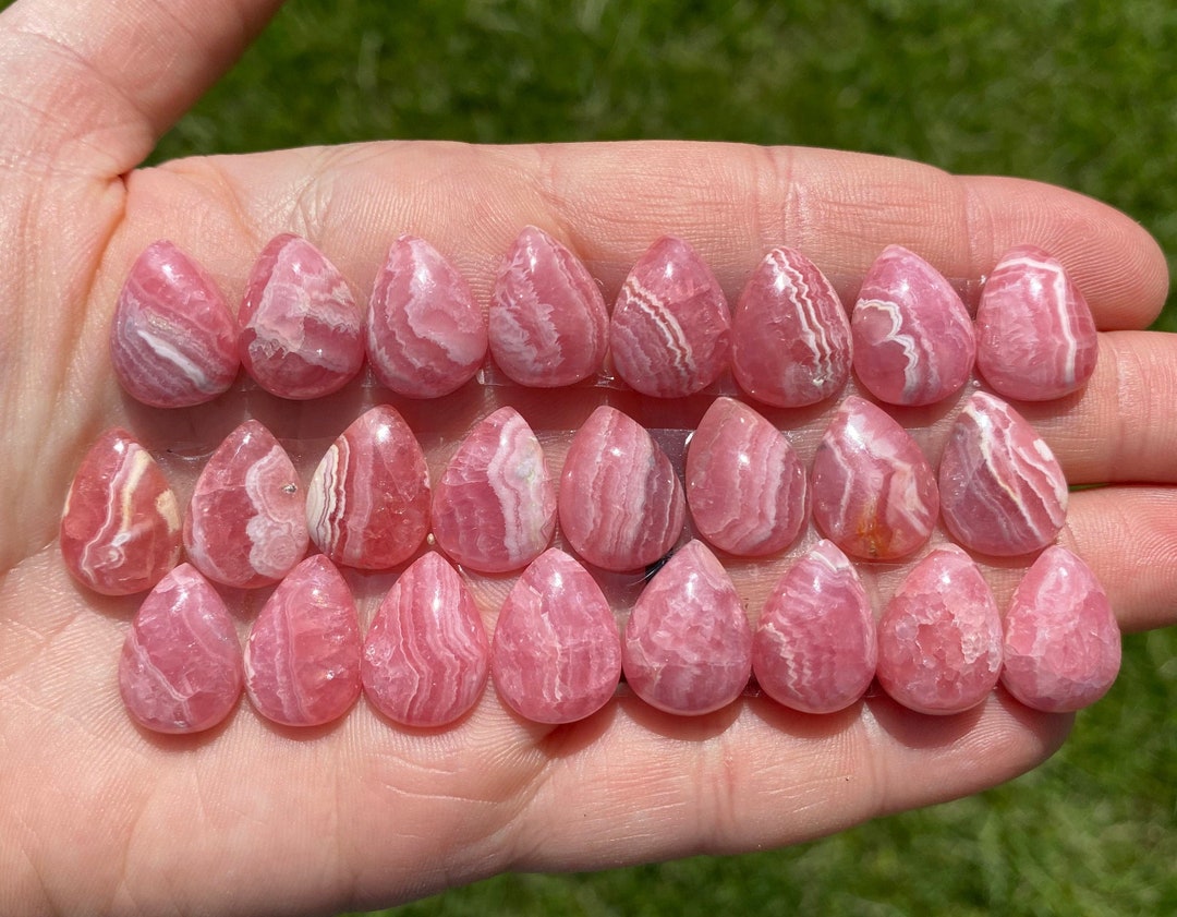 Rhodochrosite Cabochon Tear Drop (~0.5") - Polished Rhodochrosite ...