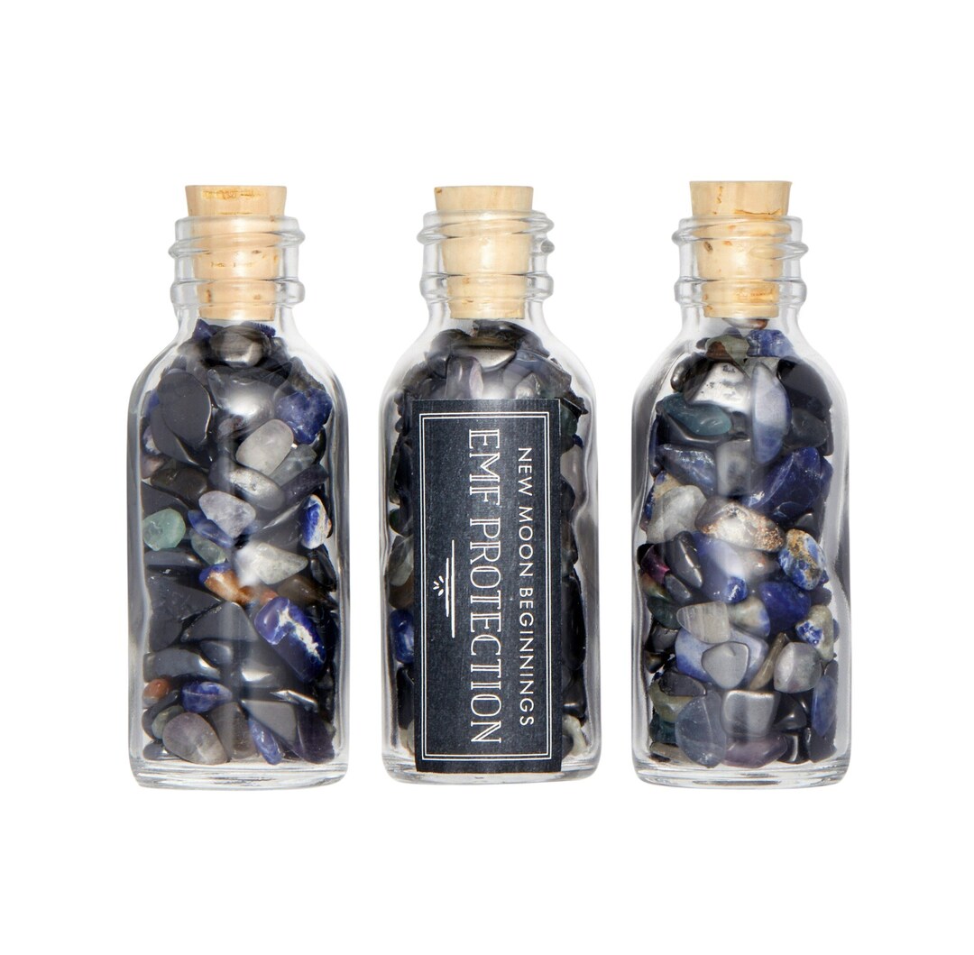 EMF Protection Set - Gem Bottle Crystal Chips - Remove Negativity ...