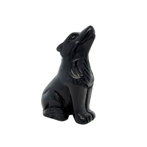 Black Obsidian Stone Wolf - Black Obsidian Crystal Wolf Figurine ...