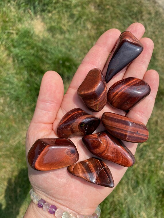 Natural Red Tiger's Eye Healing Crystal Zodiac Mineral Stone Rocks ...