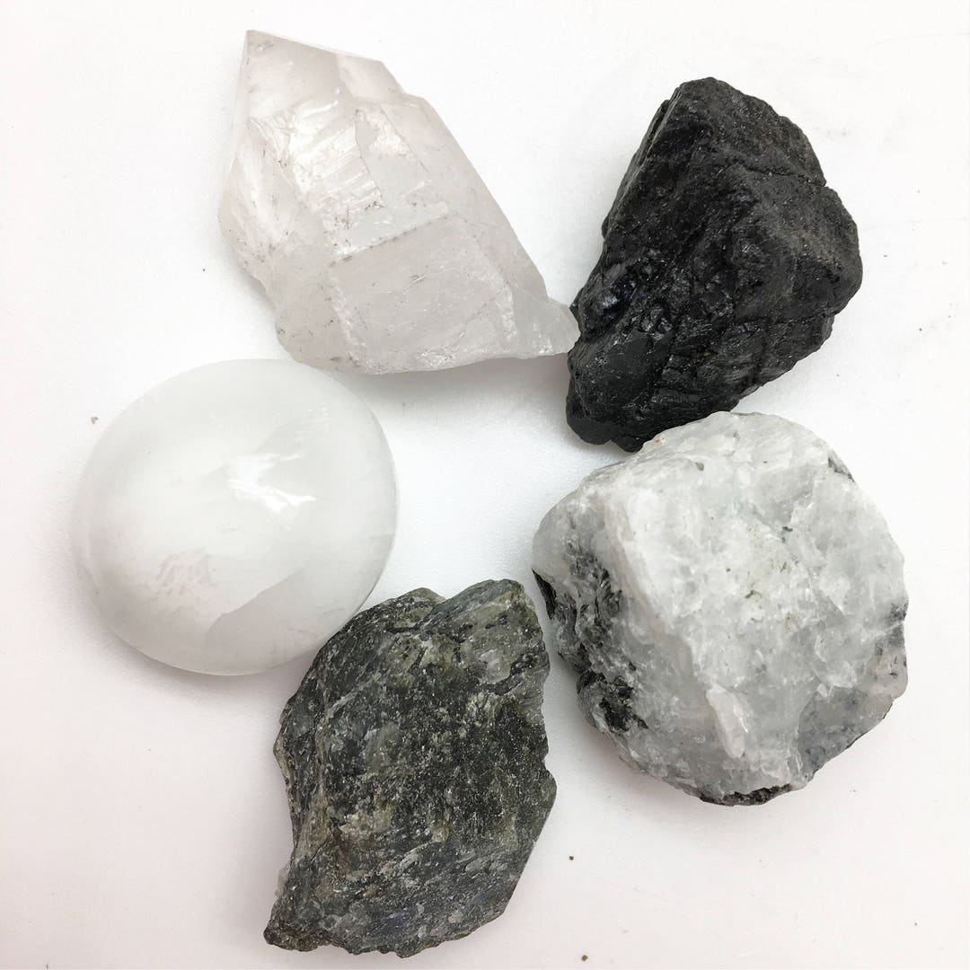 Raw Moon Gemstone Set Full Moon Crystal Set New Moon Stone - Etsy