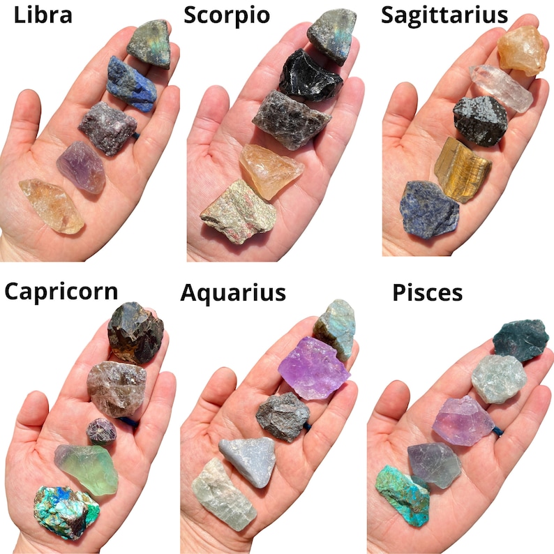 Zodiac Crystal Set 12 Zodiac Signs Crystal Set Healing - Etsy