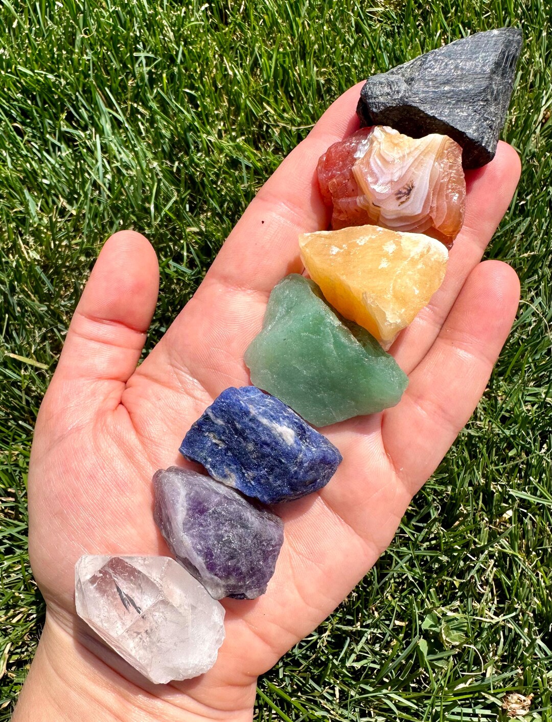 Chakra Set - Raw Chakra Crystals - 7 Chakra Stone Set - Rough Chakra ...