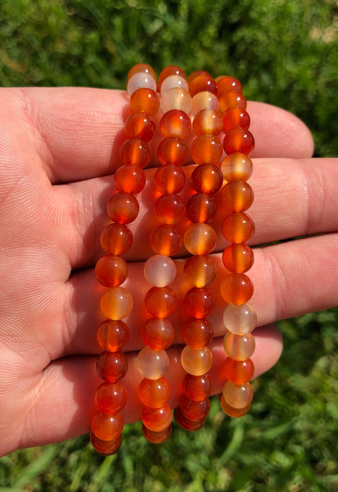 Carnelian Bracelet - Carnelian Jewelry - Elastic Bracelet - Crystal ...