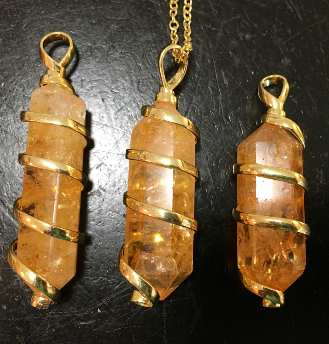 Citrine Pendant Gold Citrine Crystal Citrine Necklace Gold - Etsy