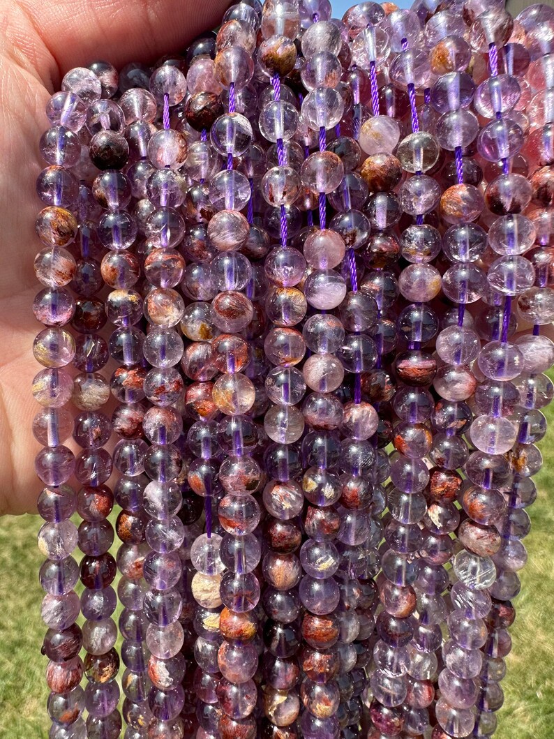 Super Seven Bead Strands - 6mm & 8mm Beads - Polished Super Seven ...