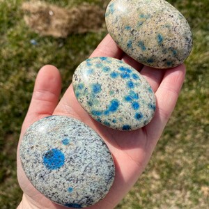 K2 Stone (azurite in Quartz) Oval Palm Stone - (2" - 3") - Polished ...