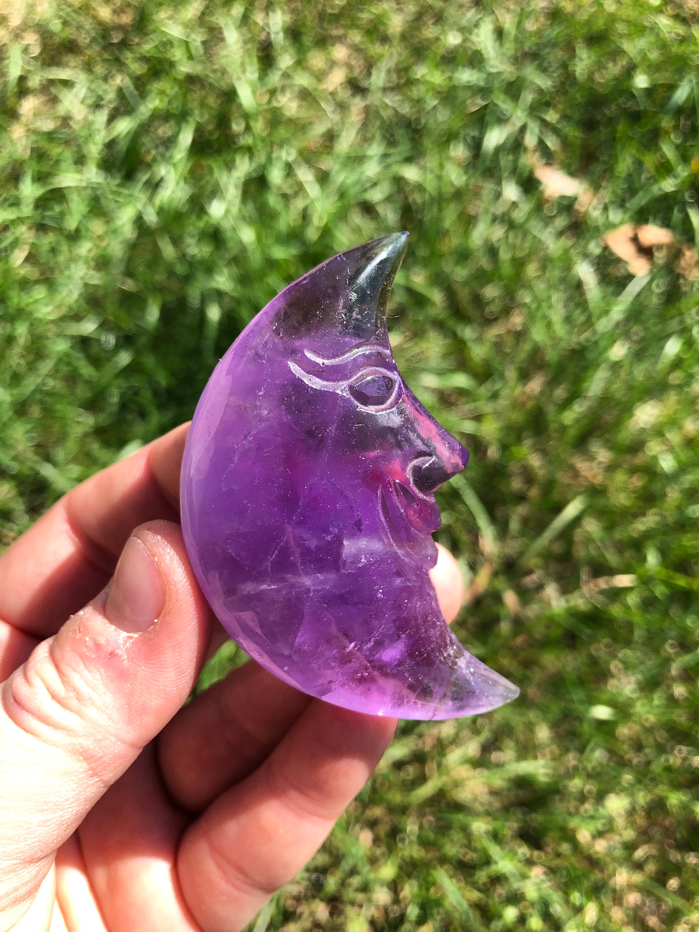 Amethyst crescent moon 2.5 Amethyst moon Amethyst | Etsy