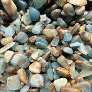 Blue Onyx Tumbled Stone - Size: .5" to 2" - Lemurian Aquatine Calcite ...